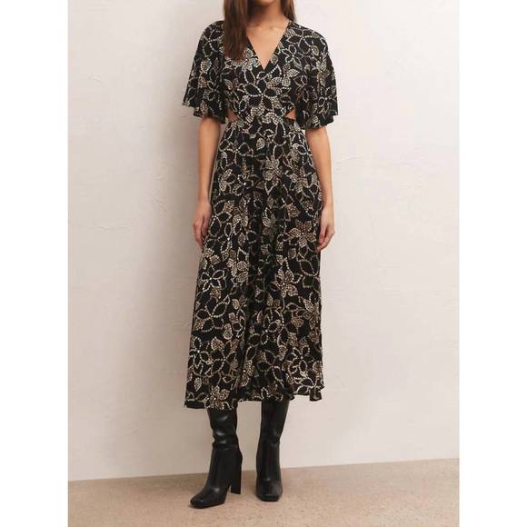 Z Supply | Dresses | New Z Supply Iris Batik Floral Midi Dress In Black ...